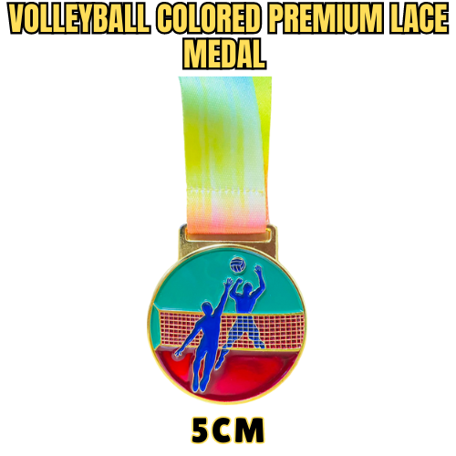 VOLLEYBALL COLORED PREMIUM LACE MEDAL 5CM (CUSTOMIZE AVAILABLE) | Lazada PH