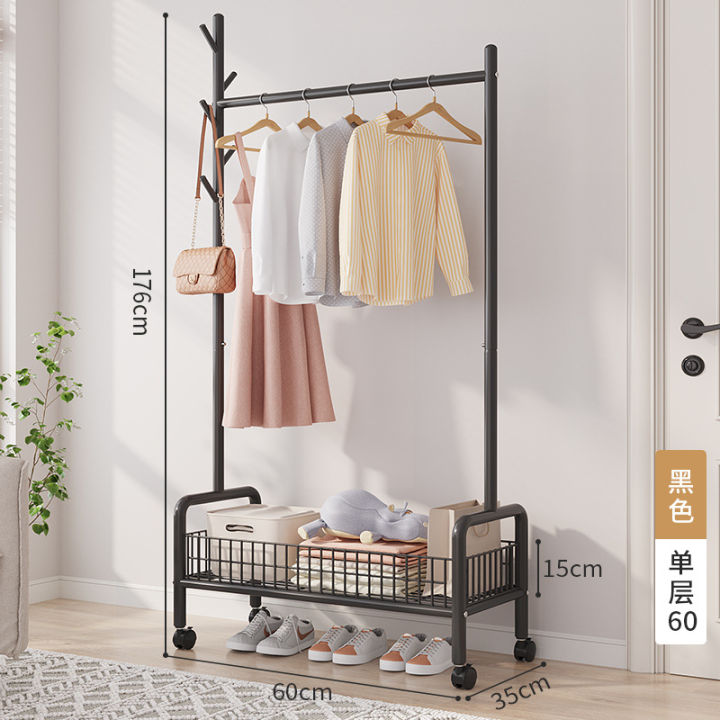 60 cm Steel Hanging Clothes Rack Organizer With Wheels Balcony Indoor ...