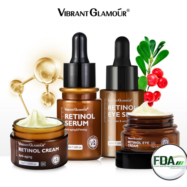 VIBRANT GLAMOUR FDA Natural Retinol Sets Face Cream+Facial Serum+Eye ...
