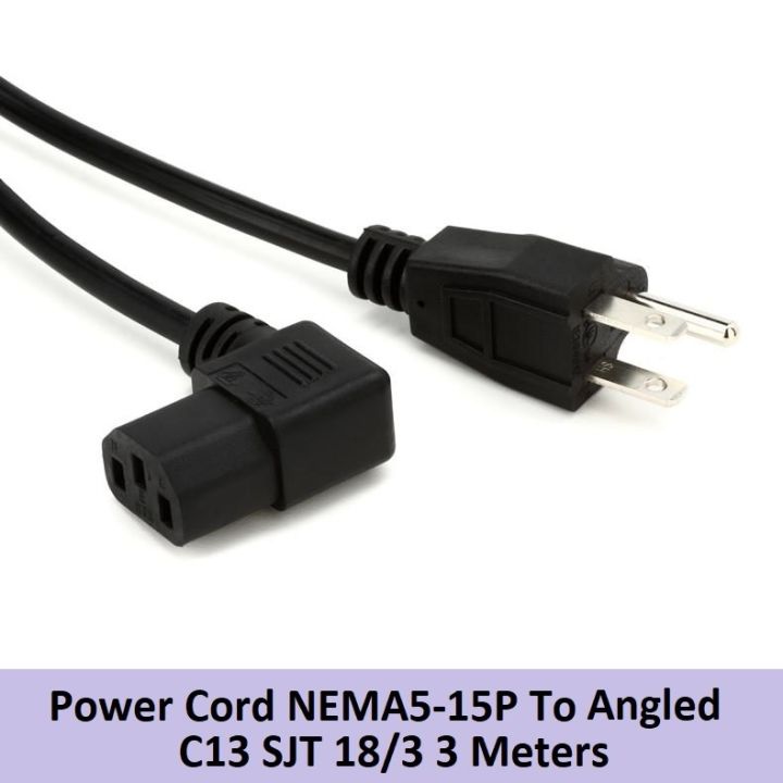 Power Cord NEMA 5 15P To C13 Angled NEMA 5-15P 3m Replacement Monitor ...