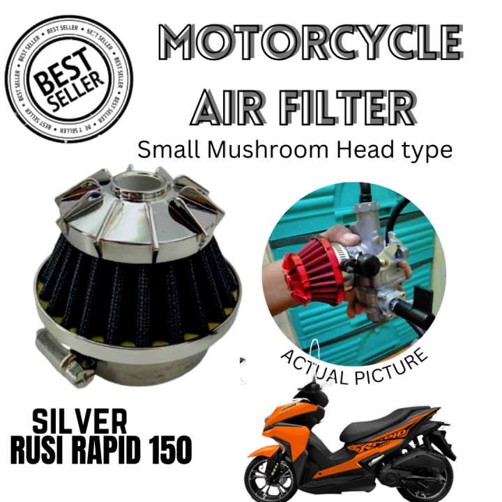 MOTORCYLE AIR FILTER FOR RUSI RAPID 150 | SILVER | SMALL MUSHROOM HEAD ...
