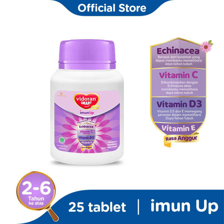 Vidoran Smart imunUp Anggur 25 Tablet Vitamin Anak - 2 botol (Exp : 04. ...