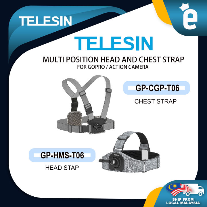 TELESIN Head Chest Strap Mount Front Rear Holder Adjustable for GoPro ...