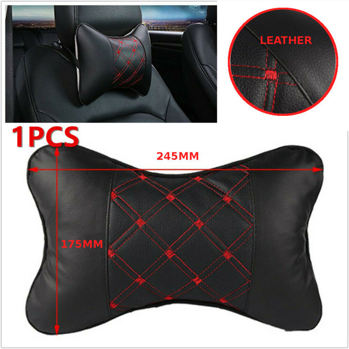 1PCS Car Headrest Neck Pillow Seat Rest Cushion Pu Leather Car ...