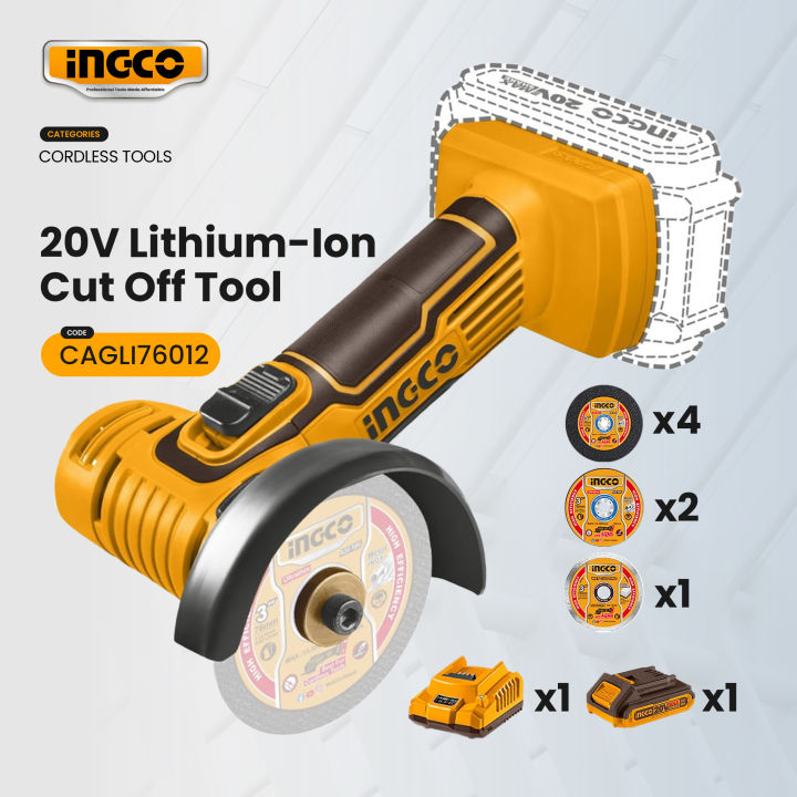 Ingco 20V Lithium-Ion Mini Cut-Off Tool With Battery and Charger ...