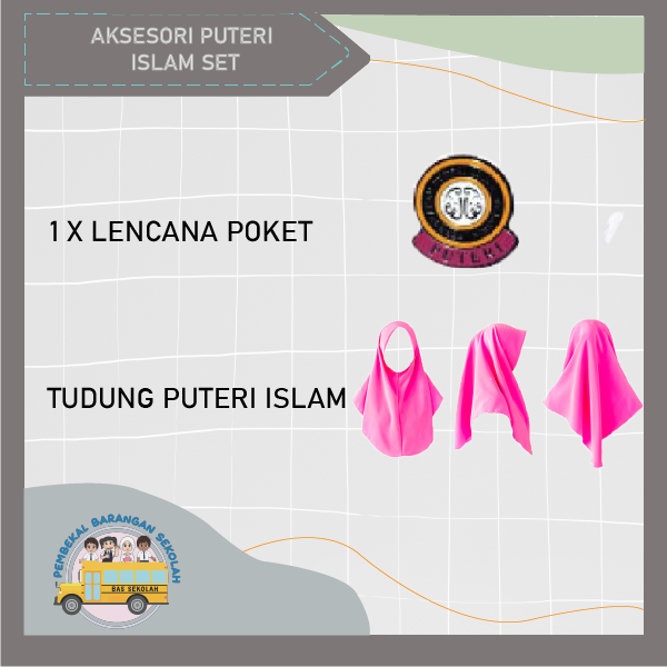 PUTERI ISLAM SET DAN AKSESORI / TUDUNG PINK / 1 PCS KEGUNAAN SEKOLAH ...