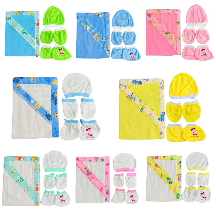 Receiving Hooded Pranella Blanket With 3in1 Bonnet,Mittens,Booties Set ...