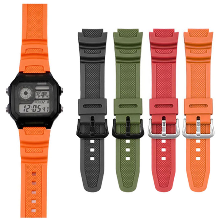 สายนาฬิกาซิลิโคน SGW-400 SGW-500 AE-1000w นาฬิกา Casio 18มม. สายนาฬิกา ...