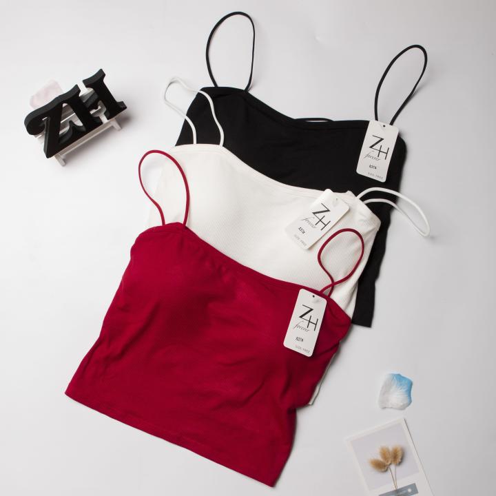 zh-forever.A37เสื้อสายเดี่ยวผ้าฝ้าย บราสายเดี่ยวฟองน้ำในตัวสายเดี่ยวมีบ ...