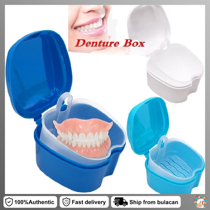 DENTURE BOX False Teeth Storage Box Case Box with Hanging Net Container ...