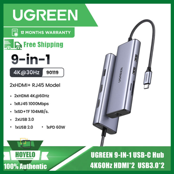 UGREEN USB-C Hub 4K 60Hz Dual HDMI 9-Ports Full-function Type-C Hub ...