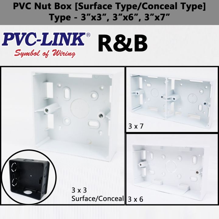 PVC-LINK/R&B Kotak Sambungan PVC (3"x3"/3"x6"/3"x7") [Surface Type ...