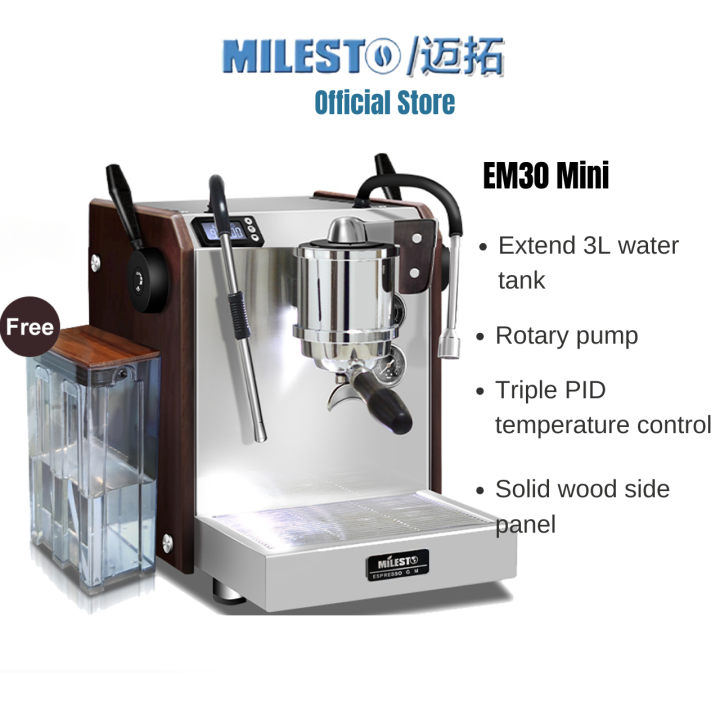 Milesto EM30Mini Coffee Machine Italian Semi-Auto Espresso Coffee ...
