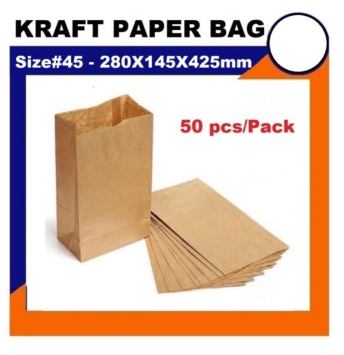 Kraft Paper Bag #45 ( 280 x 145 x 425mm) set of 50pcs | Lazada PH