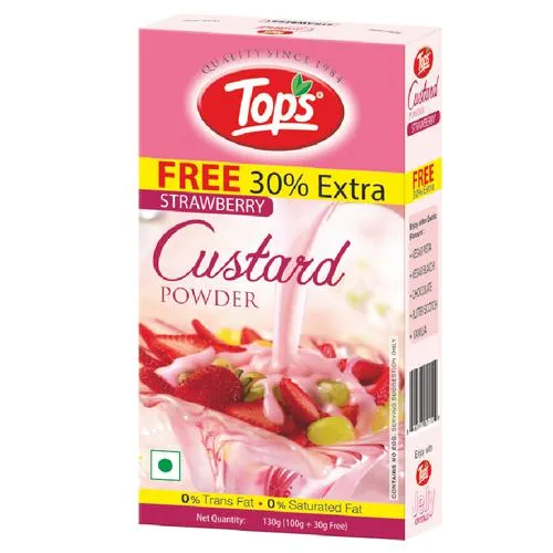 Tops Custard Powder 130 gram # Flavour (Kesar Pista,Strawberry,Kesar ...