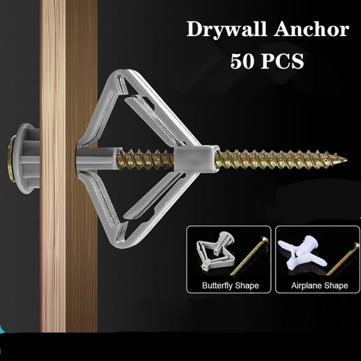 50Pcs Drywall Anchor Aircraft/Butterfly Expansion Bolts Gypsum Board ...