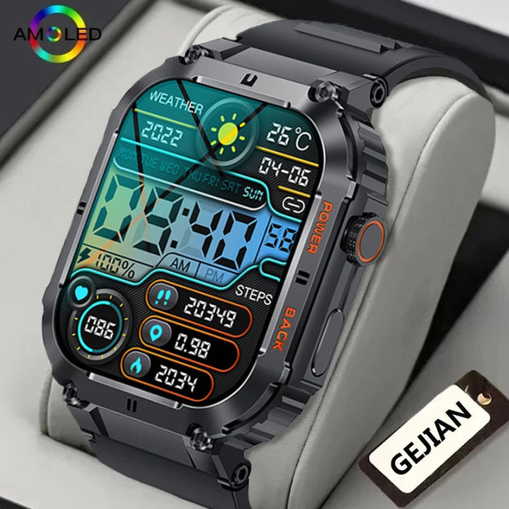 GEJIAN 2024 Smart Watch Men New Bluetooth Call 1.96-inch IPS Square ...