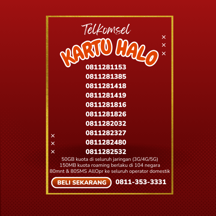 Kuota 50GB !!! Telkomsel kartu halo 10 digit nomor cantik Nomor langka 8 | Lazada Indonesia