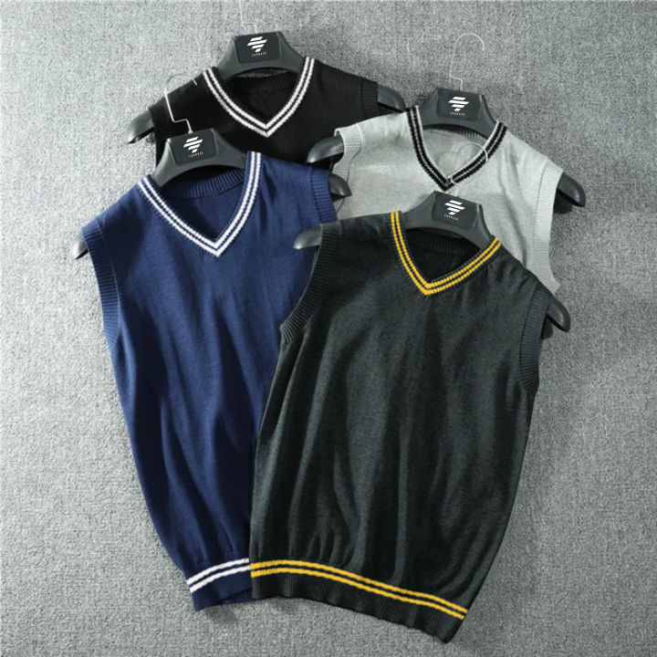 Rompi Rajut Pria Vest Cowok Sweater Rajut Premium Kerah V Neck Outer ...