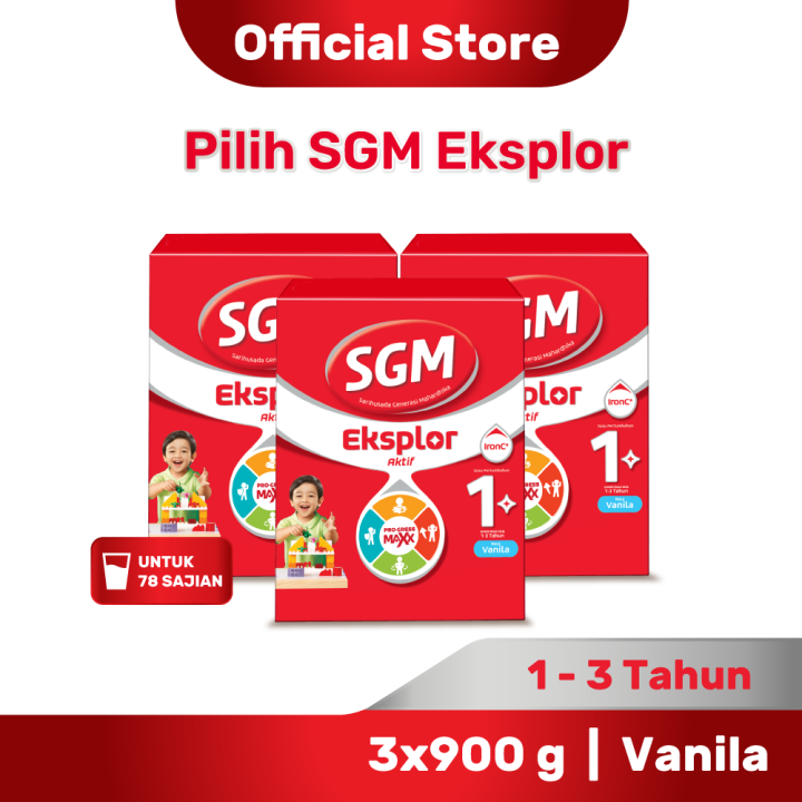 SGM Eksplor 1+ dengan IronC Susu Pertumbuhan Rasa Vanilla 900GR x 3 | Lazada Indonesia
