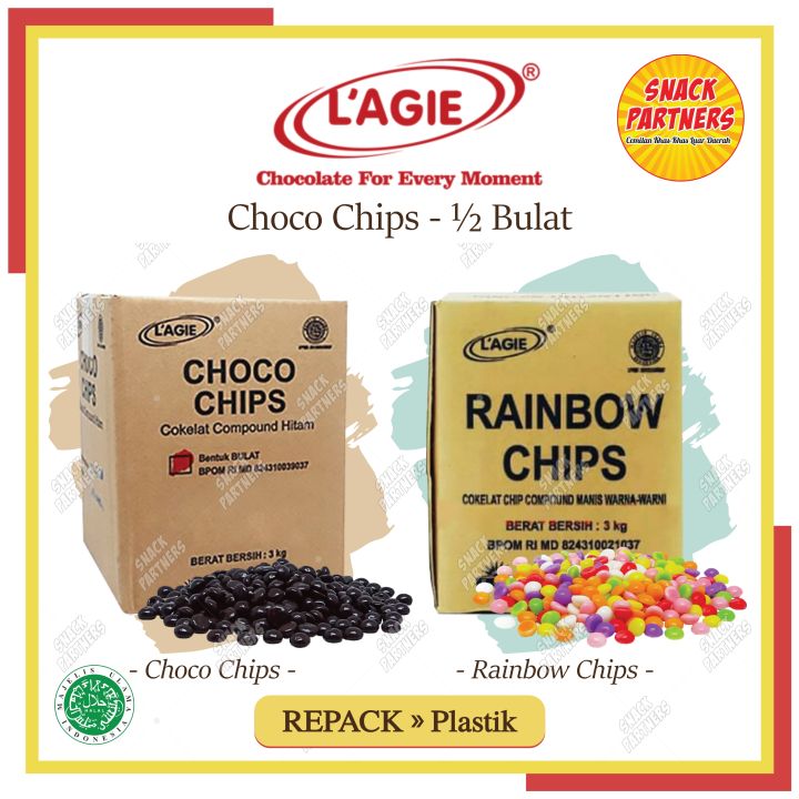 LAGIE / L'AGIE Choco Chips REPACK 100 200 500 GR - 1/2 Setengah Bulat ...