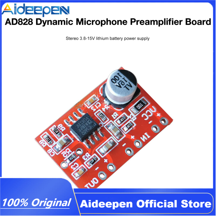 Aideepen AD828สเตอริโอไมโครโฟนแบบไดนามิกแผงวงจรพรีแอมป์ไมโครโฟนโมดูล DC 3.8V-15V | Lazada.co.th