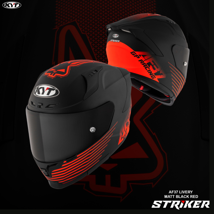 หมวกกันน็อคเต็มใบหุ้มคางKYT รุ่น Striker AF37 Livery รองรับหูฟังบลูทูธ ...