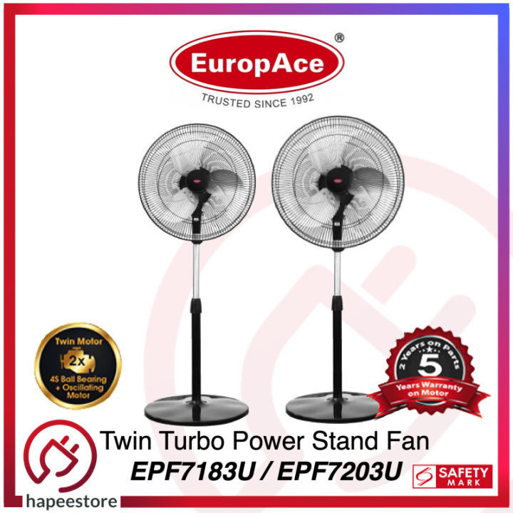 EuropAce 18 / 20 Inch Power Stand Fan Twin Turbo Motor EPF 7183U EPF ...