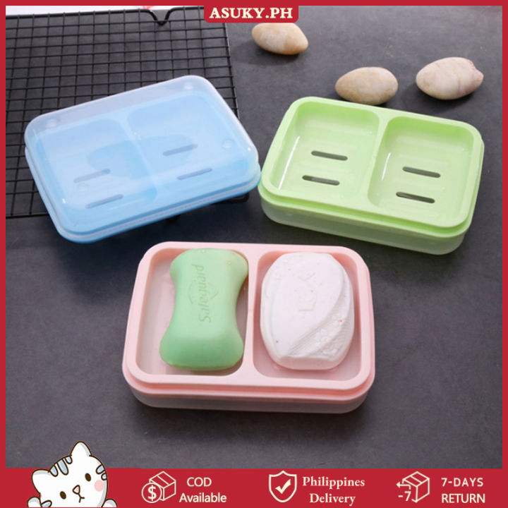 COD【Local Deliver】Double Grid Soap Box with Lid Large Household Drain ...