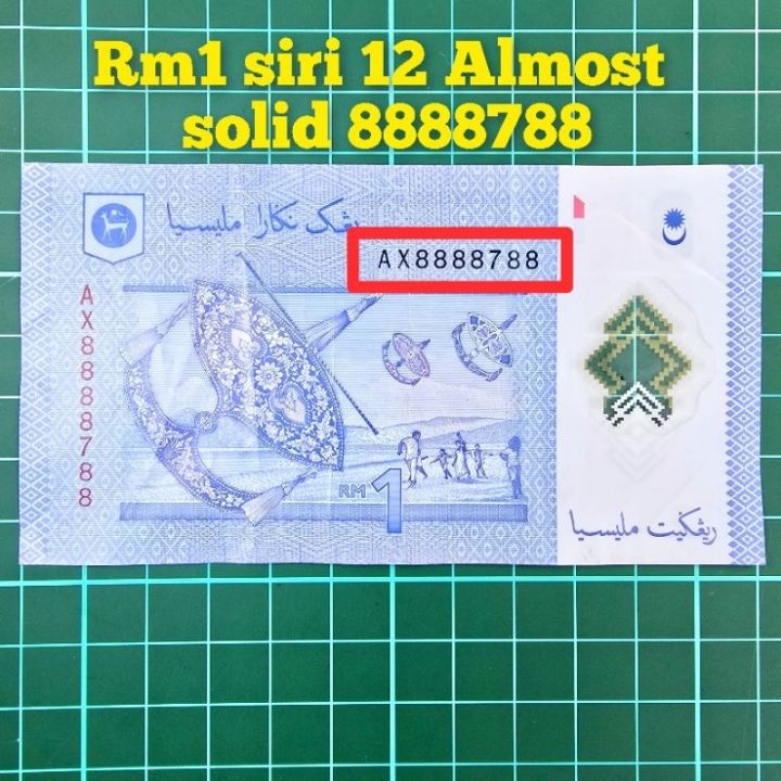 (A257) rm1 siri 12 Nombor siri almost solid duit nombor cantik duit kertas lama rm1 lama barang ...