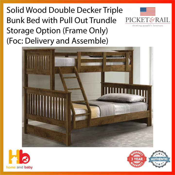 Picket & Rail #1 Americana Solid Wood Double Decker Triple Bunk Bed ...