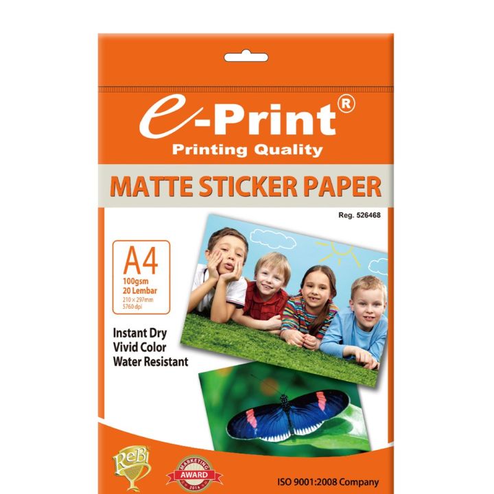 Kertas Foto e-Print Sticker Matte Paper A4 100 gsm | Lazada Indonesia