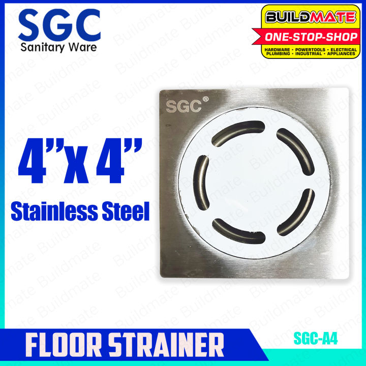 Buildmate x SGC Stainless Floor Drain Drainer Strainer 4" x 4" inches ...
