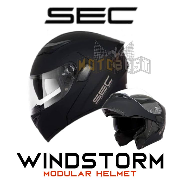 SEC Windstorm Solid Modular Dual Visor Helmet | Lazada PH