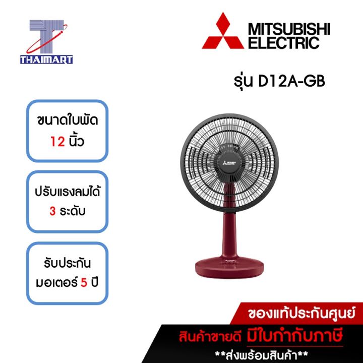 MITSUBISHI รุ่นใหม่ !! 2022 พัดลมตั้งโต๊ะ 12 นิ้ว รุ่น D12A-GB สีแดงคลาสซี่ | ไทยมาร์ท THAIMART ...