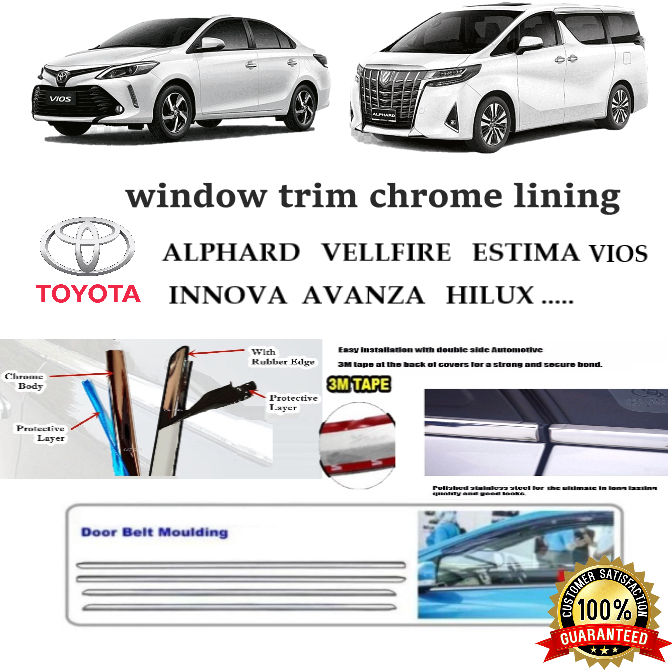 TOYOTA BARU Window Trim Chrome Lining Door Belt Moulding Avanza Estima ...