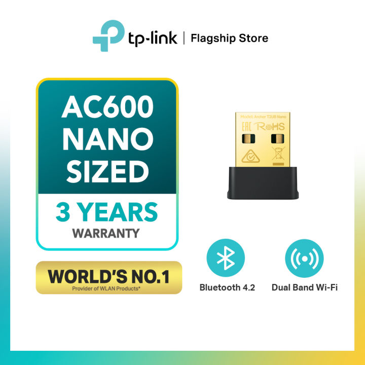 TP-Link Nano AC600 Nano Wi-Fi Bluetooth 4.2 USB Archer T2UB Adapter ...