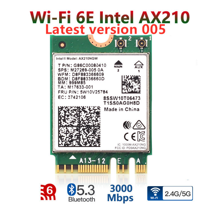 【ล่าสุดรุ่น005】 Wi-Fi 6E บลูทูธ5.3 Intel AX210 Dual Band 3000Mbps M.2 ...