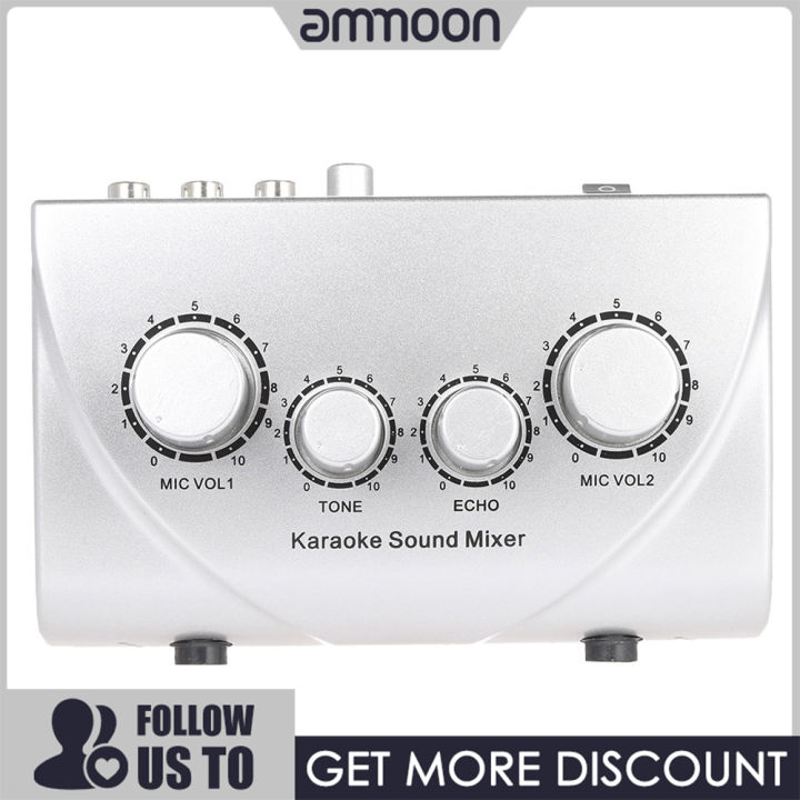 [ammoon]Karaoke Sound Audio Stereo Echo Mixer Dual Microphone Inputs With RCA Cable Power ...