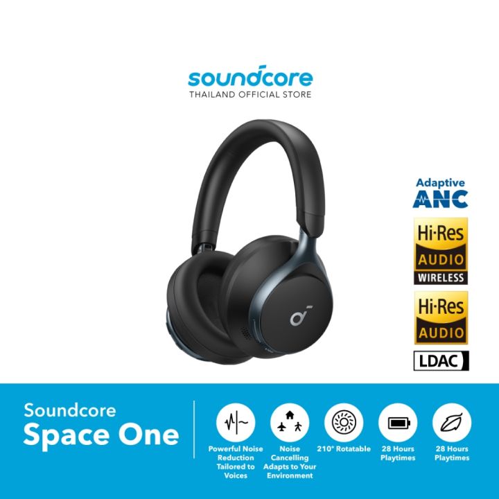 Soundcore Space One หูฟังครอบหู Hi-Res Wireless, Hi-Res, Active Noise ...