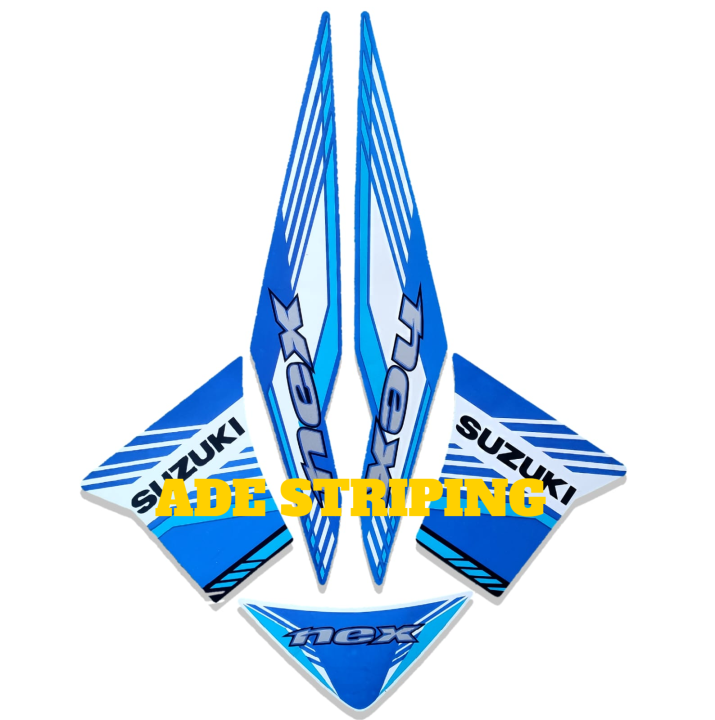 STIKER STRIPING LIS BODY MOTOR SUZUKI NEX 2014 BIRU STANDAR FULL SET ...