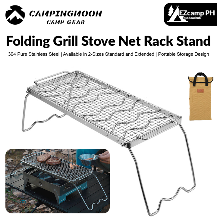 CAMPINGMOON Folding Grill Stove Net Rack Stand Outdoor Camping Hiking Portable Foldable ...