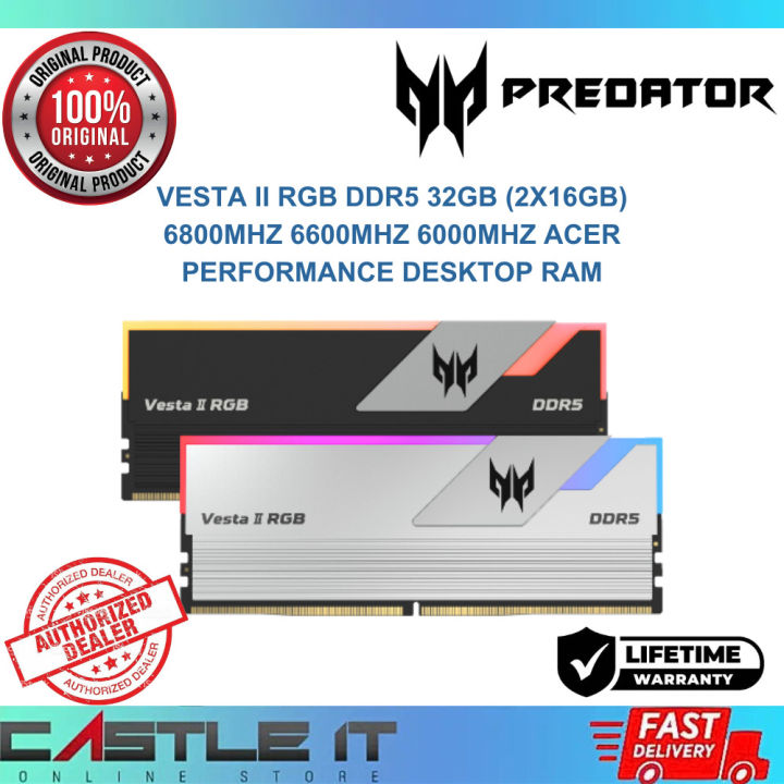 Predator VESTA II RGB DDR5 64GB / 32GB (2x16GB) 6800MHZ 6600MHZ 6000MHZ ...