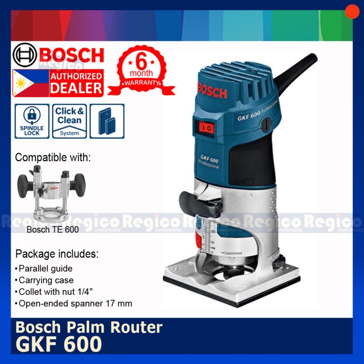 Bosch Palm Router GKF 600 Trimmer with Collet reducer 8mm x 1/4" Bosch ...