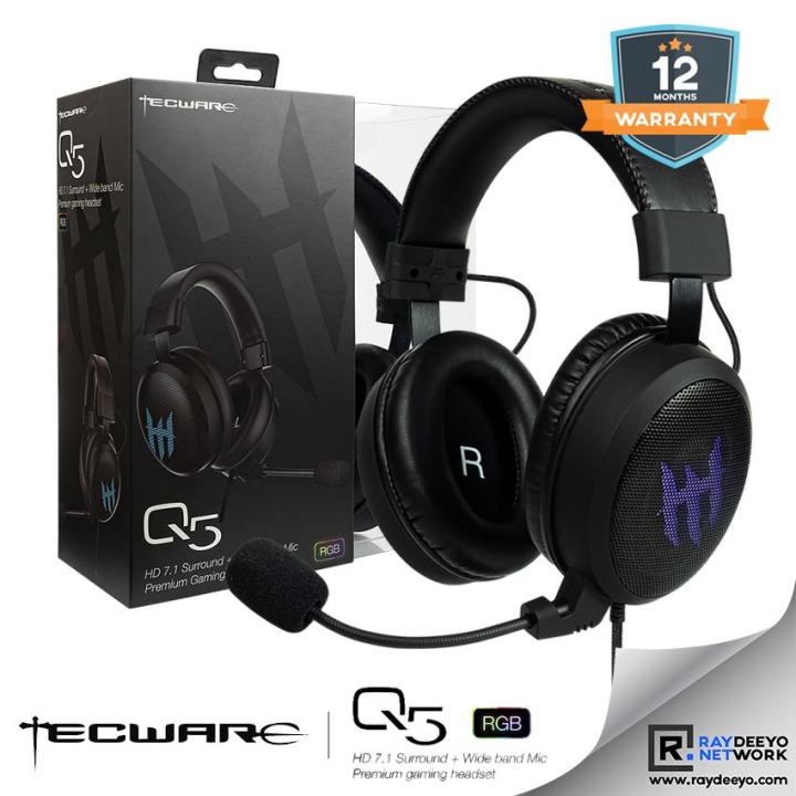 TECWARE Q5 PREMIUM GAMING RGB GAMING HEADSET Virtual 7.1 Surround Sound Lazada