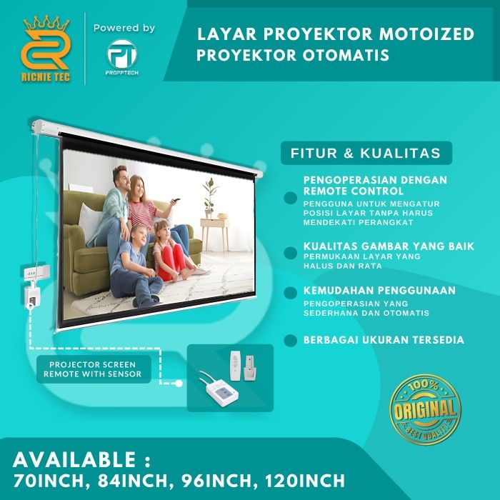 Layar Proyektor Motoric Otomatis 70 INCH - Wall Screen Projector Auto ...