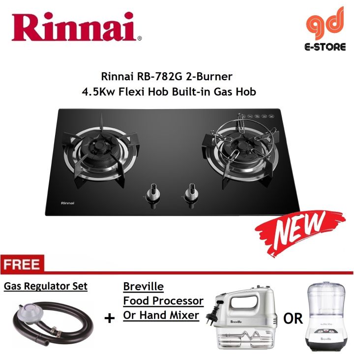 Rinnai RB782G 4.5Kw Tempered Glass Built In Gas Hob With Flexi Cut Out Size RB-782G | Lazada