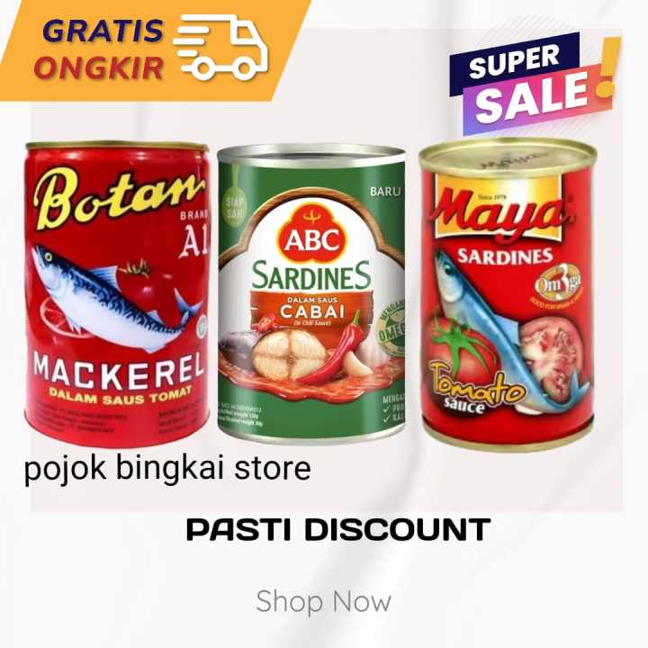 Ikan Makarel Sarden Botan / ABC / Maya 155gr Kaleng Kecil | Lazada ...