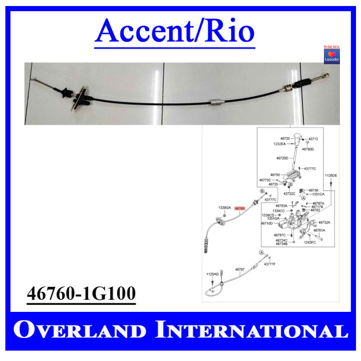 CABLE SELECT for Automatic Transmission, Hyundai Accent 2005-2011 / Kia ...