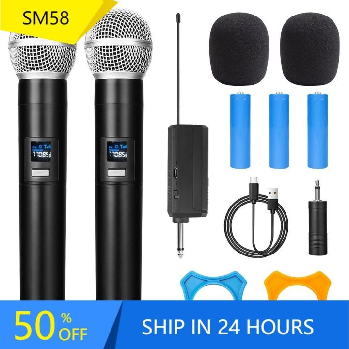 Wireless Microphone dual handheld mic karaoke plug and play ...